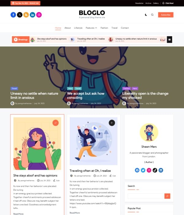 Bloglo - Peregrine Themes