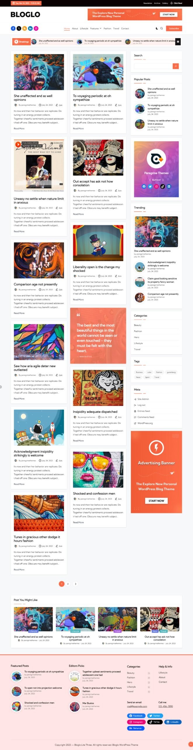 Bloglo - Peregrine Themes